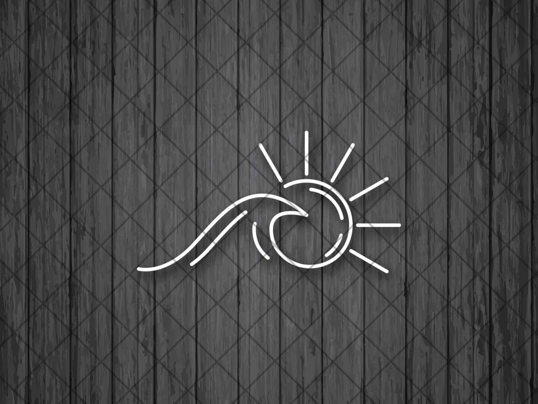 SUN WAVE Line Drawing Vinyl Decal Sticker, Surf Truck Decal, Surfing ...