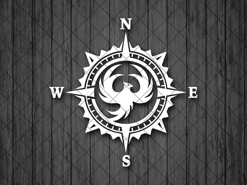 Phoenix Compass Vinyl Decal Sticker, Phoenix Decal, Compass Rose Decal ...