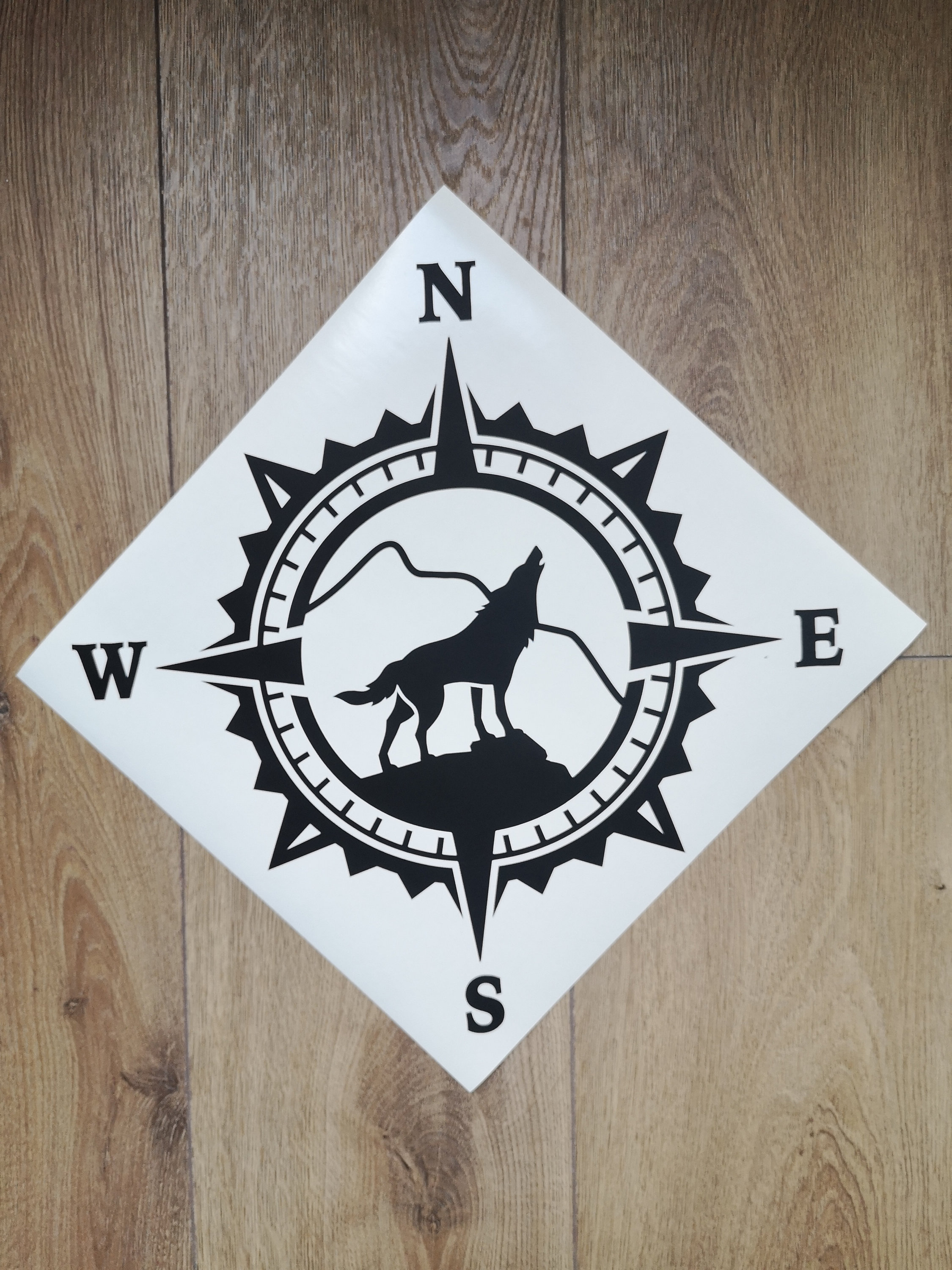 Mountain Wolf Compass Vinyl Decal Sticker, Compass Rose, Mountain Decal ...