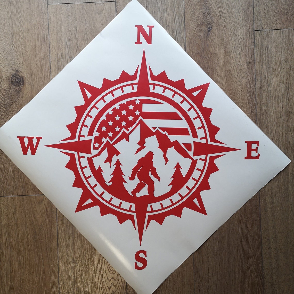 BIGFOOT USA Compass Vinyl Decal Sticker, Compass Rose, Bigfoot Decal ...