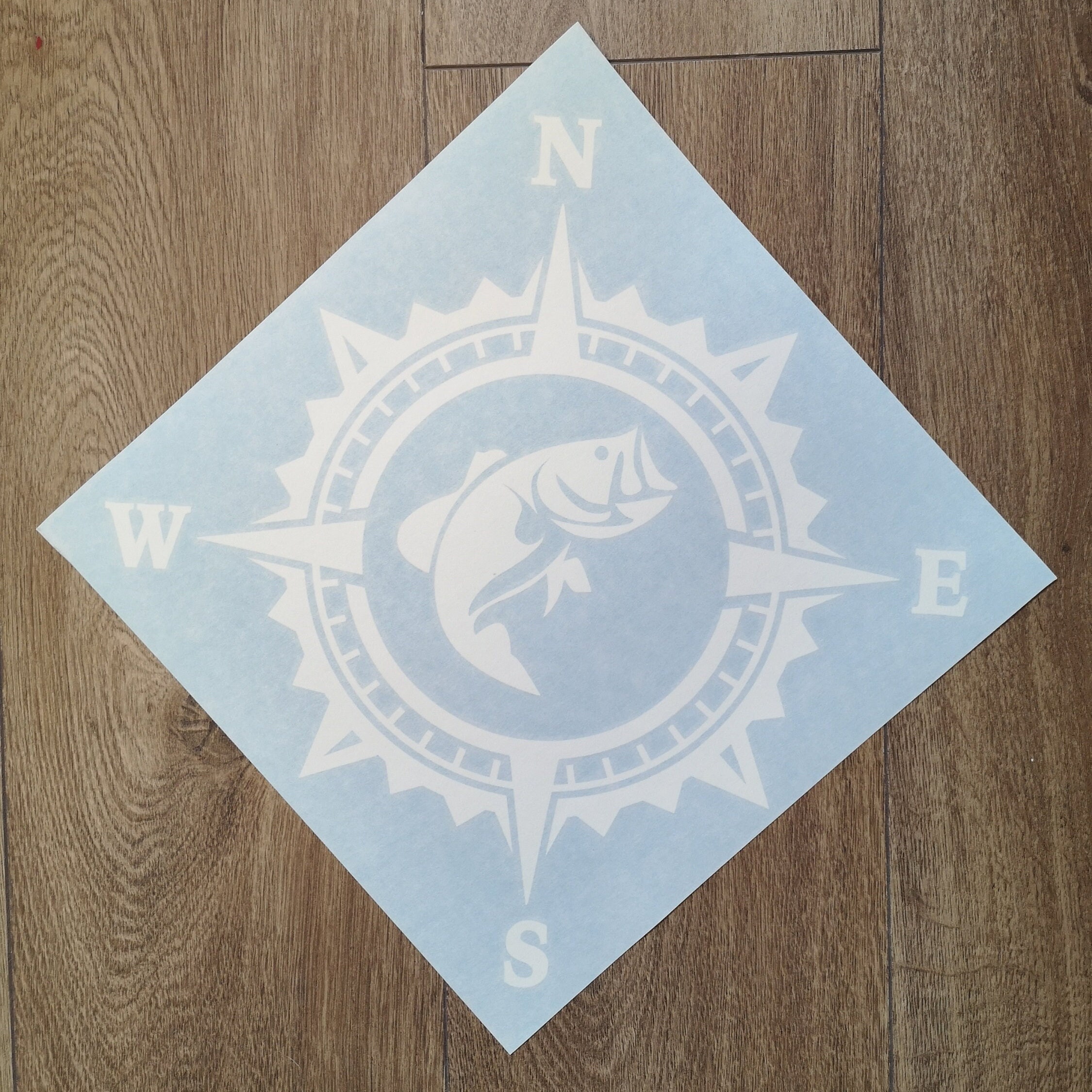 Fishing Compass Vinyl Decal Sticker Compass Rose Mountain - Etsy