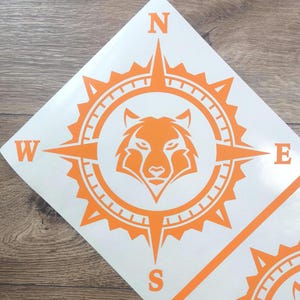 Wolf Compass Vinyl Decal Sticker, Compass Rose, Mountain Decal, Truck ...