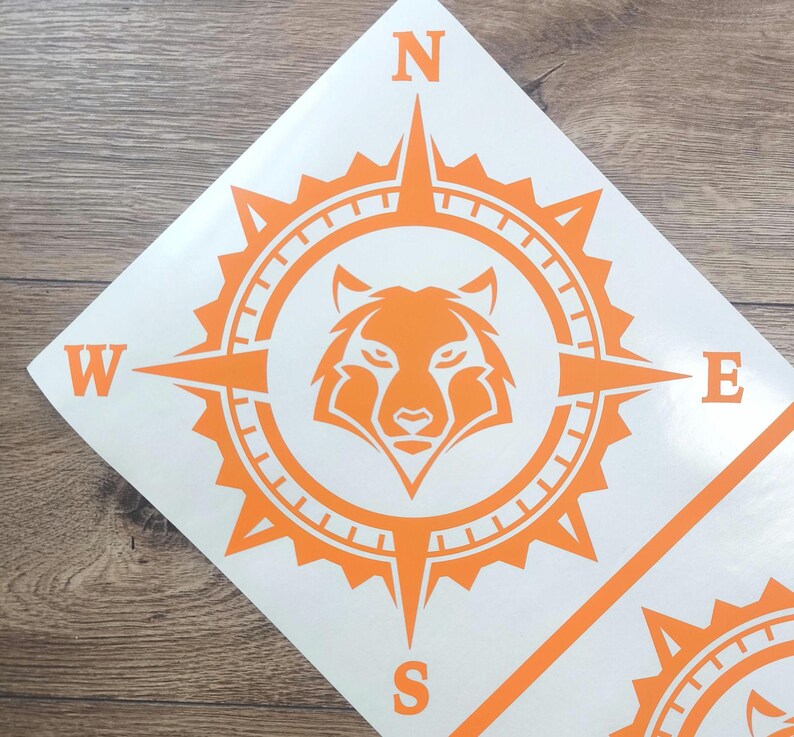 Wolf Compass Vinyl Decal Sticker, Compass Rose, Mountain Decal, Truck ...