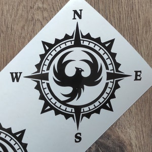 Phoenix Compass Vinyl Decal Sticker, Phoenix Decal, Compass Rose Decal ...