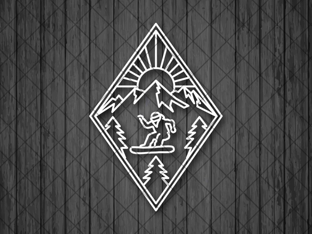 SUN SNOWBOARD MOUNTAIN Line Drawing Vinyl Decal Sticker, Snowboard Car ...