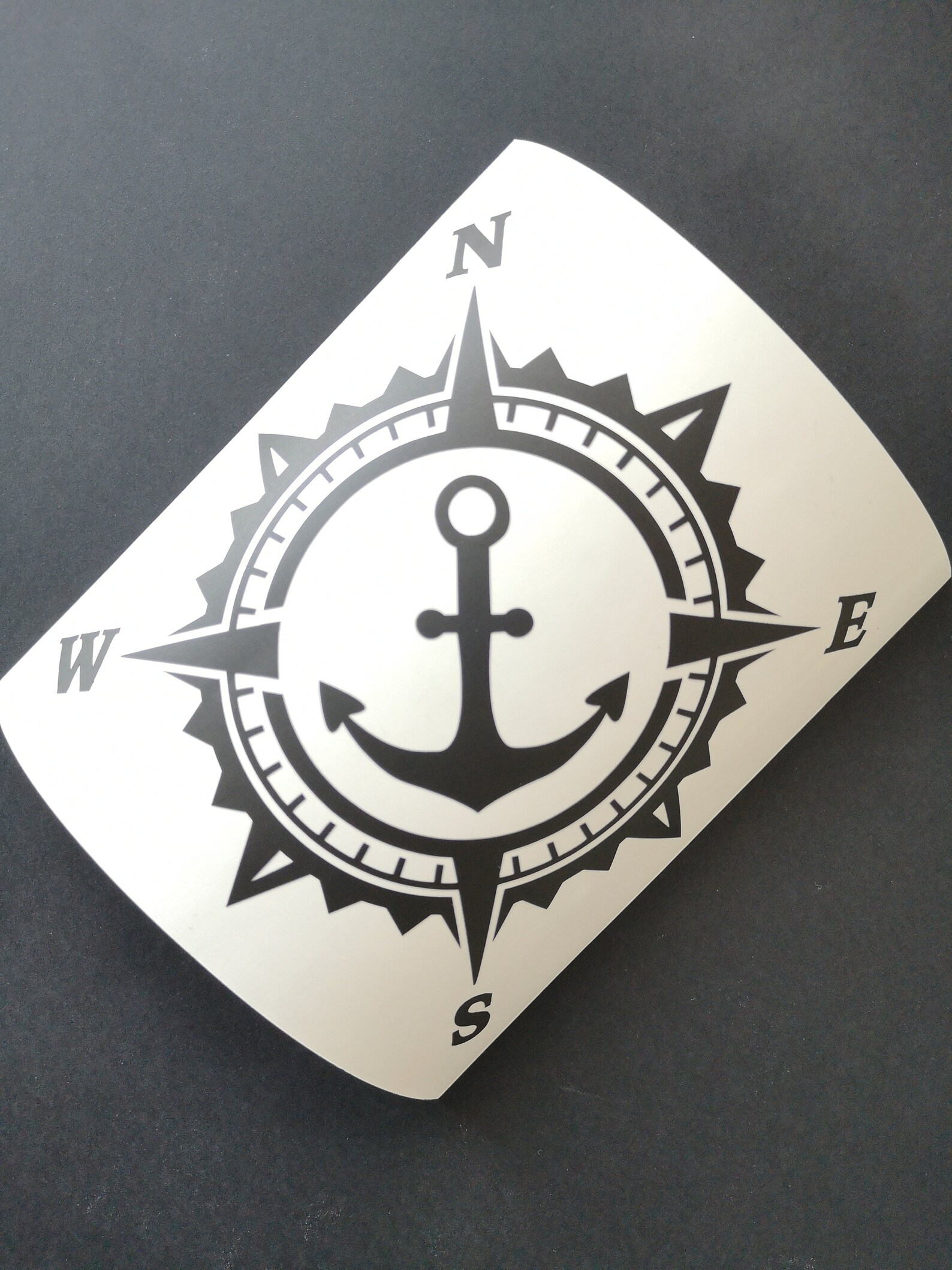 Anchor Compass Vinyl Decal Sticker Compass Rose Ship Captain | Etsy