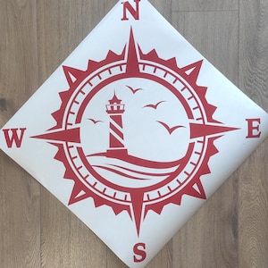 LIGHTHOUSE Vinyl Decal Sticker, Compass Rose Decal, Laptop Sticker, Sea ...