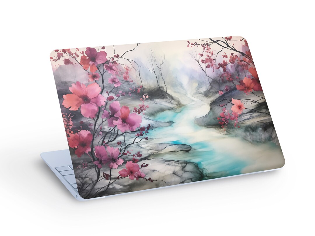 Painted River FLOWERS LAPTOP SKIN Decal Sticker, River and Flowers ...