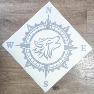 Howling Wolf Compass Vinyl Decal Sticker, Wolf Compass Rose, Werewolf ...