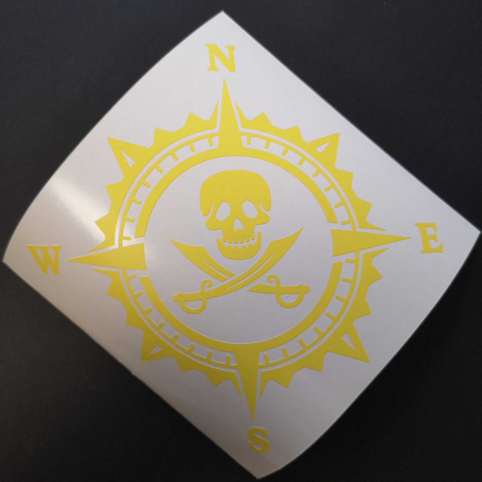 Pirate Skull Compass Vinyl Decal Sticker Compass Rose Ship | Etsy