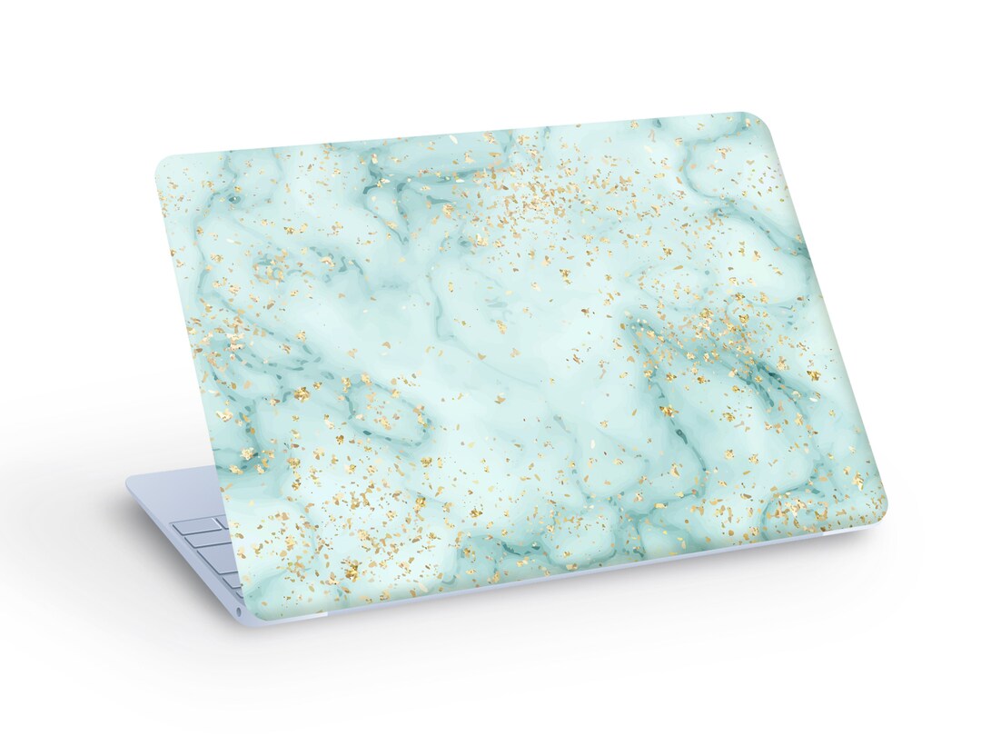 MARBLE & Gold Glitter LAPTOP SKIN Decal Sticker, Liquid Marble Laptop ...
