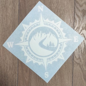Mountain River Compass Vinyl Decal Sticker, Nature Decal, Forest ...