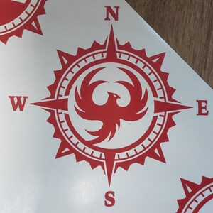 Phoenix Compass Vinyl Decal Sticker, Phoenix Decal, Compass Rose Decal ...
