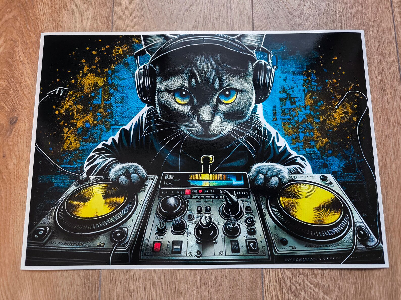 DJ Cat LAPTOP Skin Decal Sticker, Cute Cat DJ Laptop Skin Decal ...