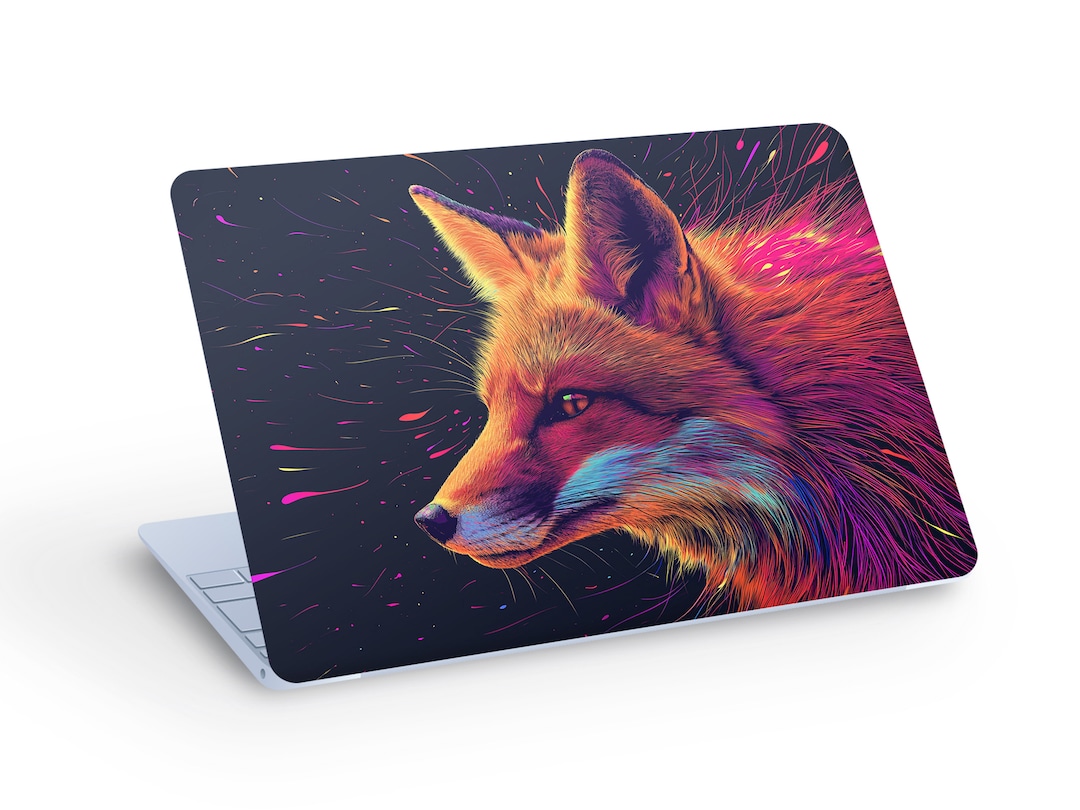 Beautiful FOX LAPTOP SKIN Decal Sticker, Rainbow Colorful Fox Laptop ...