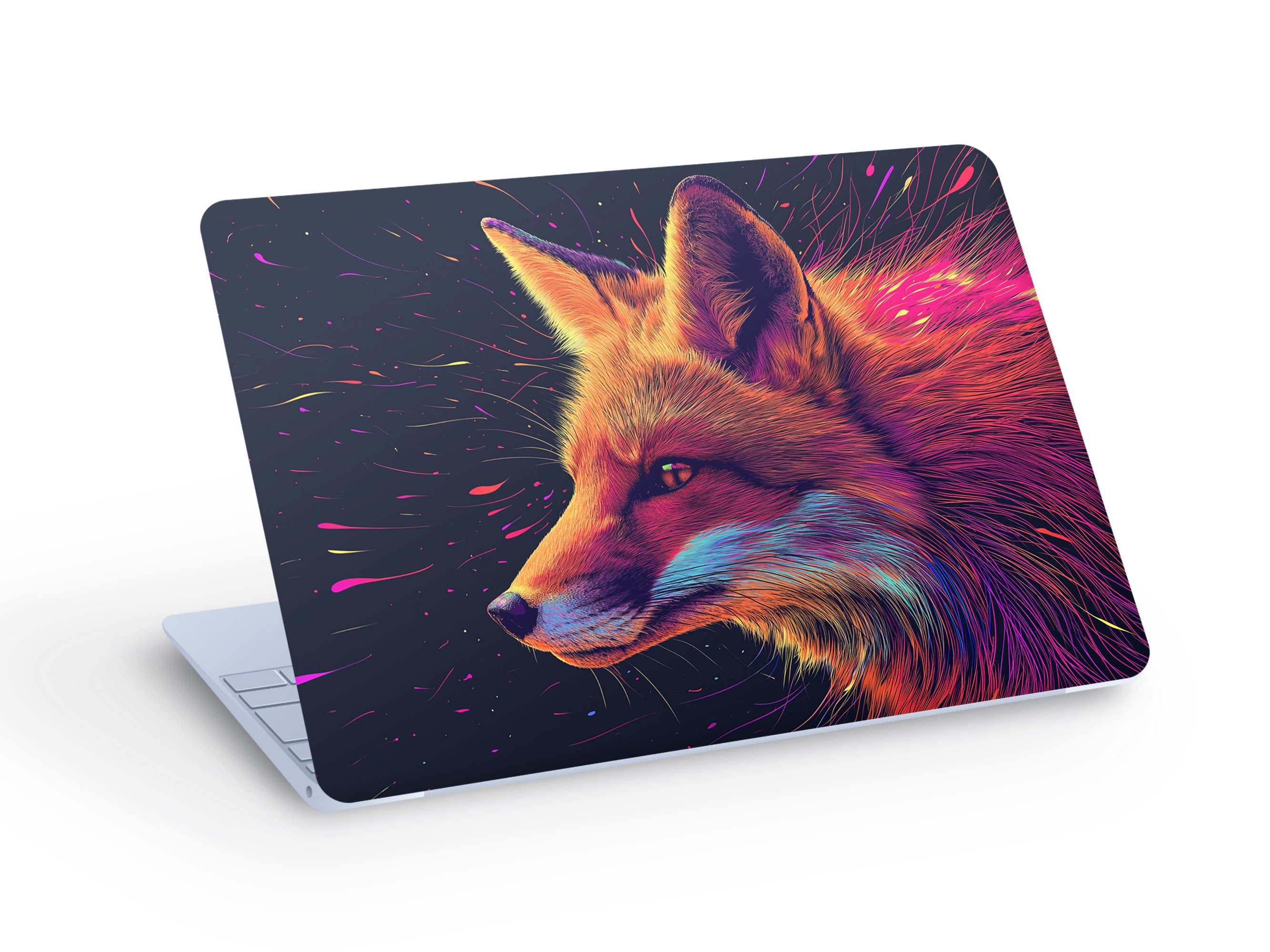 Beautiful FOX LAPTOP SKIN Decal Sticker, Rainbow Colorful Fox Laptop ...