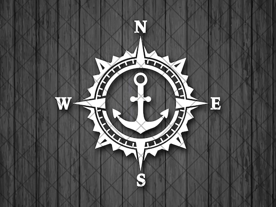 Anchor Compass Vinyl Decal Sticker Compass Rose Ship Captain - Etsy India