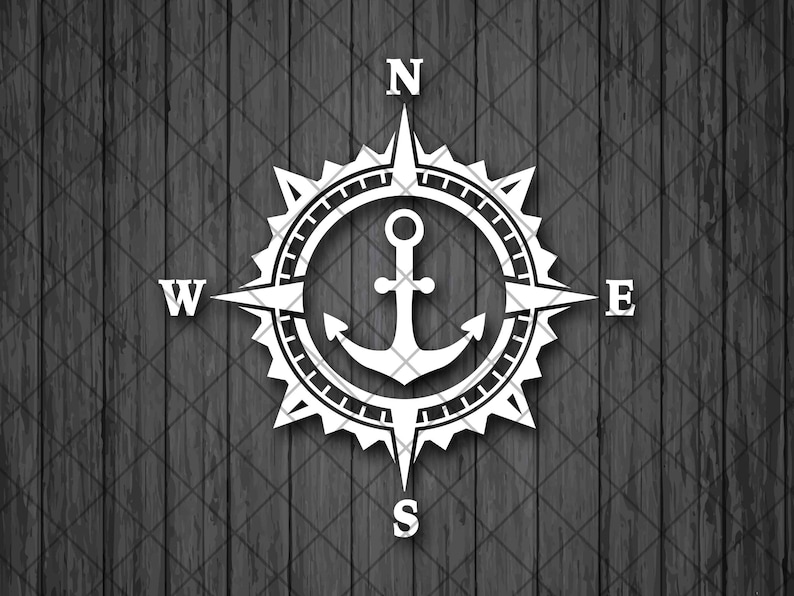 Anchor Compass Vinyl Decal Sticker Compass Rose Ship Captain - Etsy
