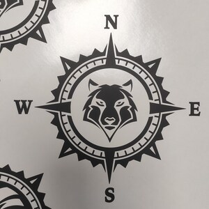 Wolf Compass Vinyl Decal Sticker, Compass Rose, Mountain Decal, Truck ...