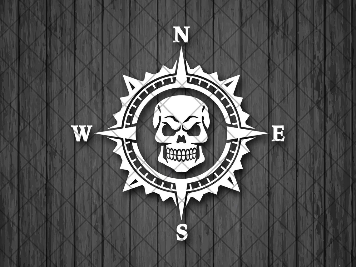 Skull Compass Vinyl Decal Sticker Compass Rose Skull Decal - Etsy