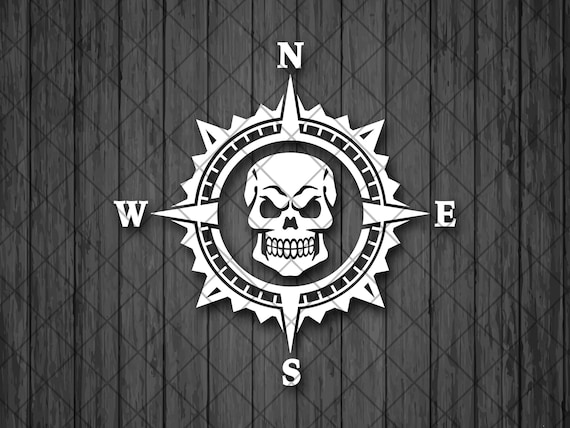 Skull Compass Vinyl Decal Sticker Compass Rose Skull Decal | Etsy