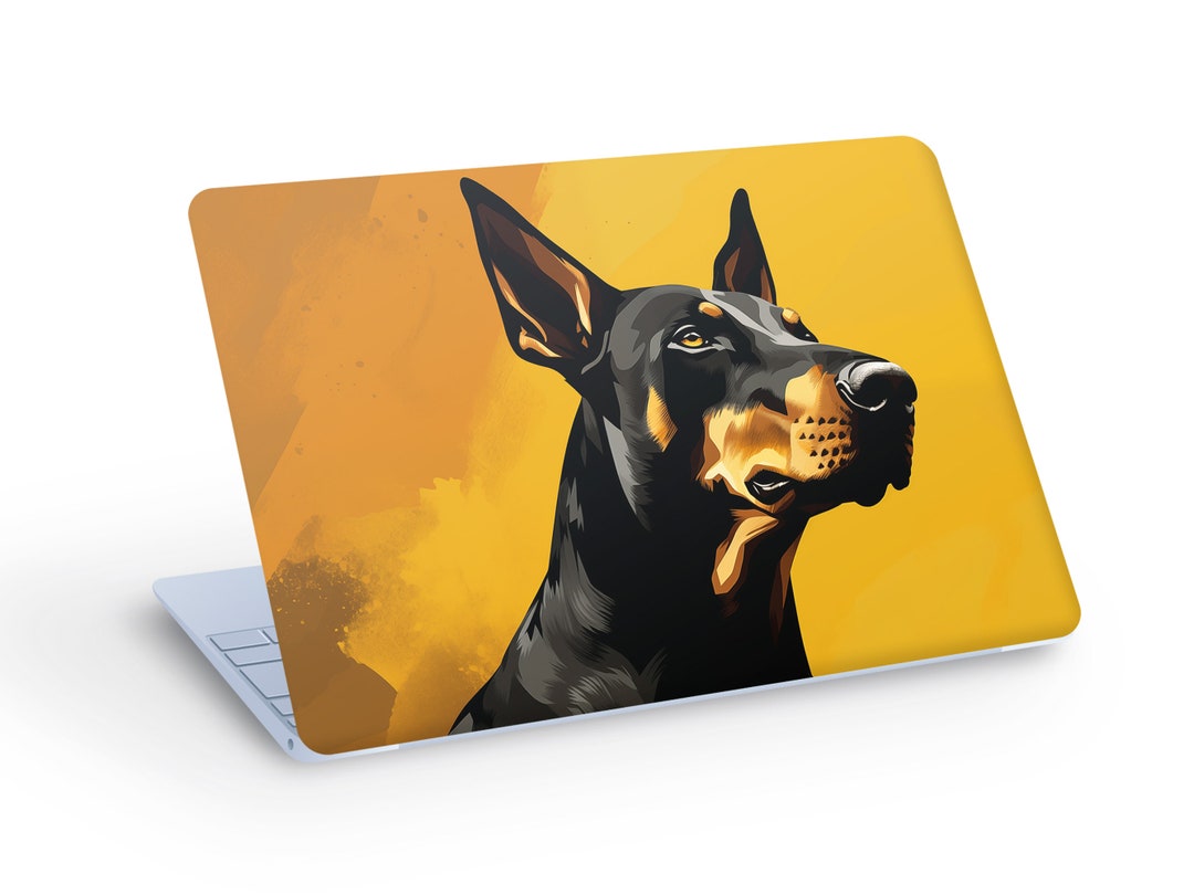Stylized Doberman DOG LAPTOP SKIN Decal Sticker, Dog MacBook Skin ...