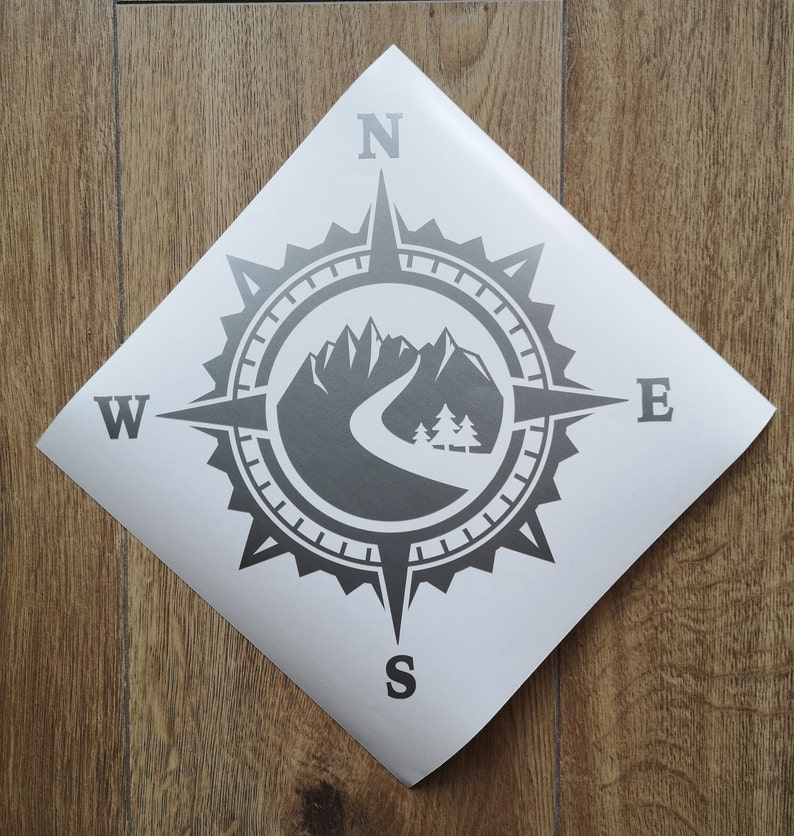 Mountain River Compass Vinyl Decal Sticker Nature Decal - Etsy