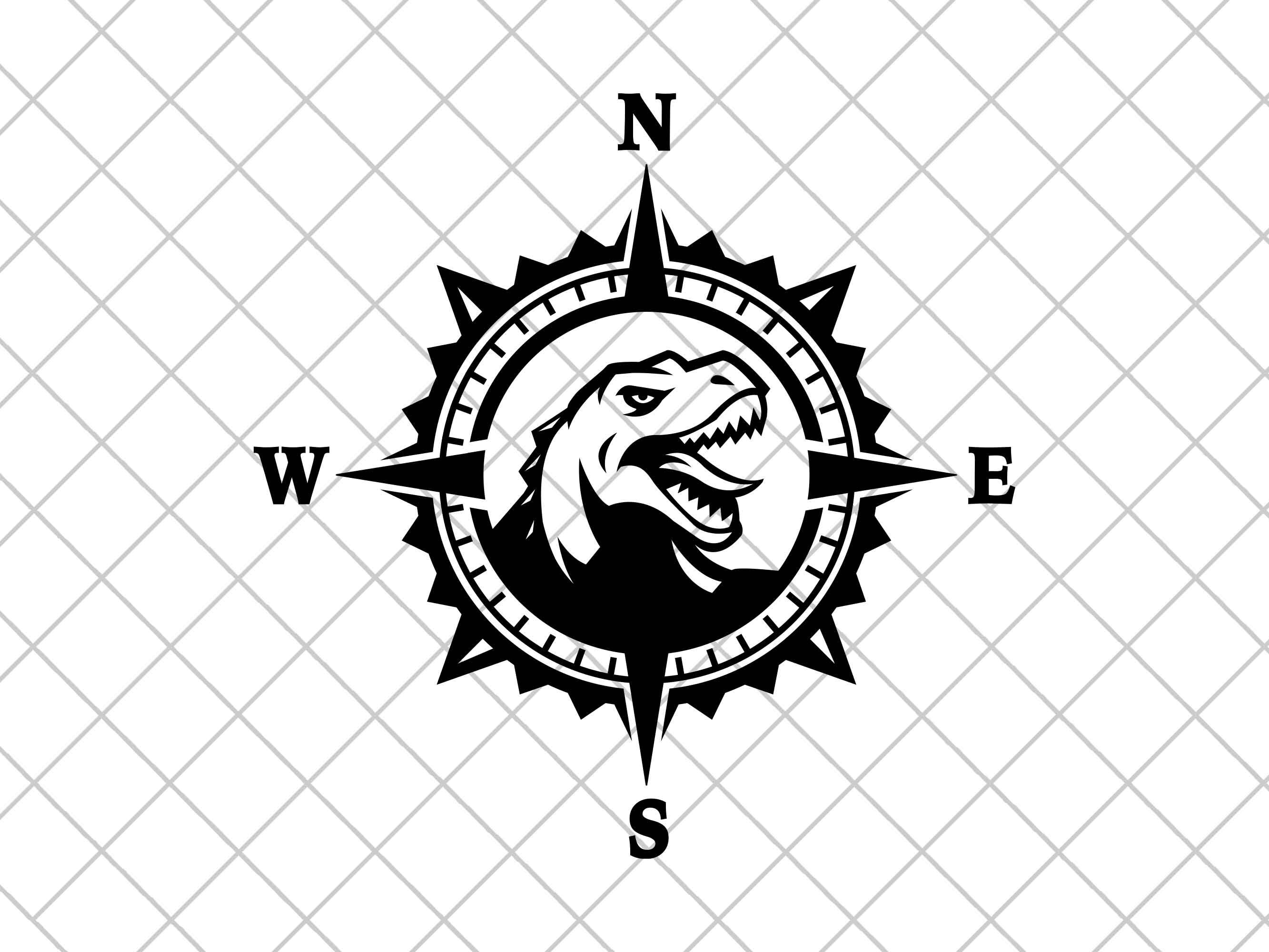 Dinosaur Compass Vinyl Decal Sticker Compass Rose T-REX | Etsy