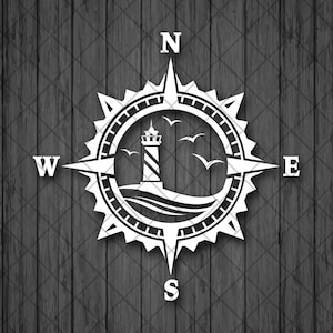 LIGHTHOUSE Vinyl Decal Sticker, Compass Rose Decal, Laptop Sticker, Sea ...