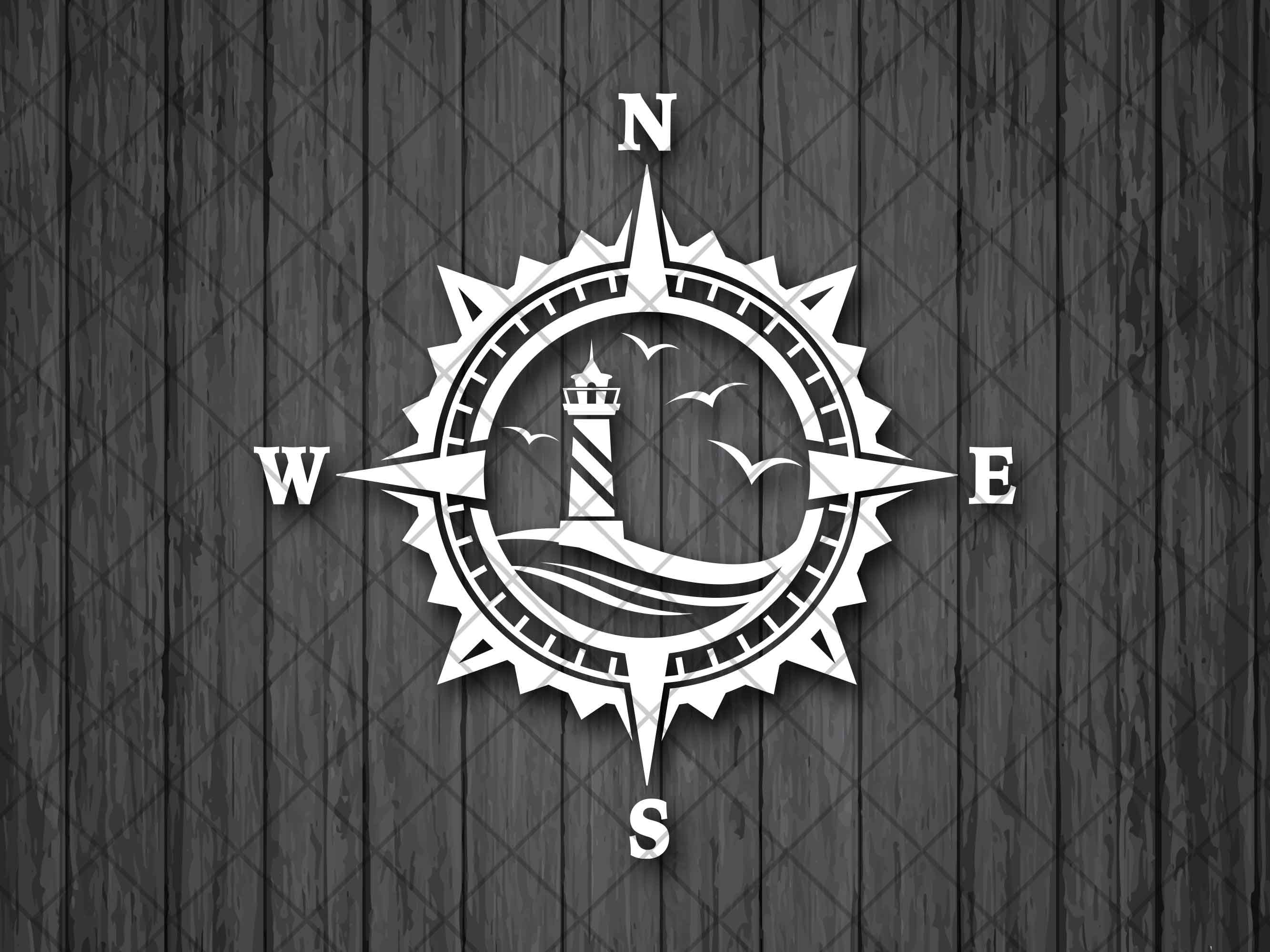 LIGHTHOUSE Vinyl Decal Sticker Compass Rose Decal Laptop | Etsy