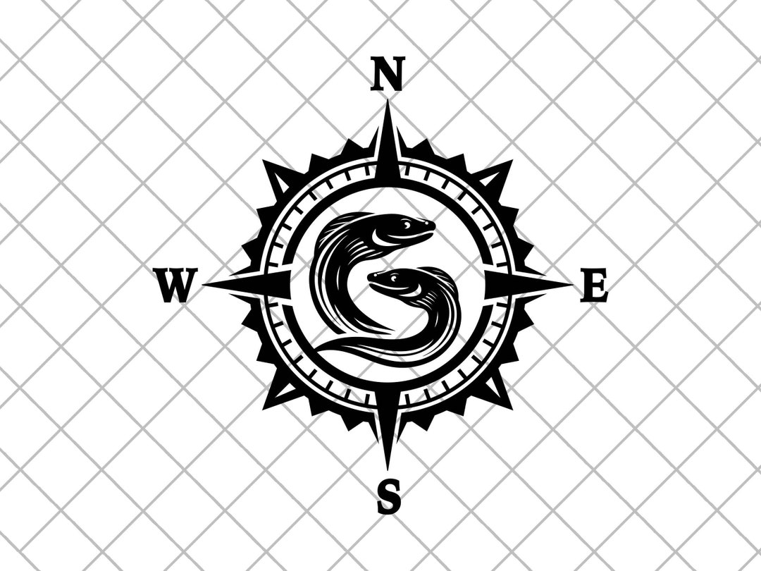 EELS Vinyl Decal Sticker, Fishing Decal, Compass Rose Decal, Eel Decal ...