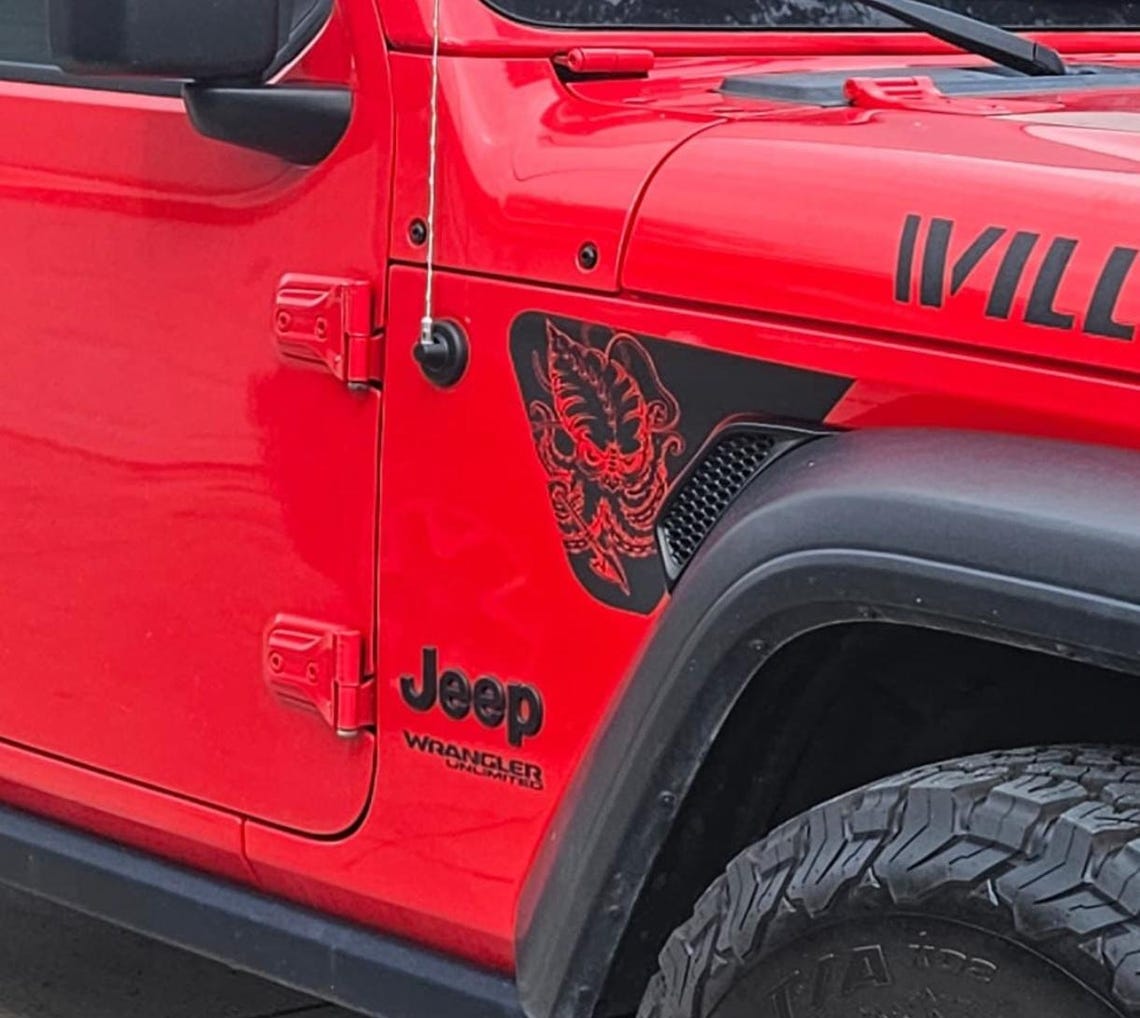Angry Octopus Warrior Fender Vent Vinyl Decal Sticker, JL / JLU / JT ...