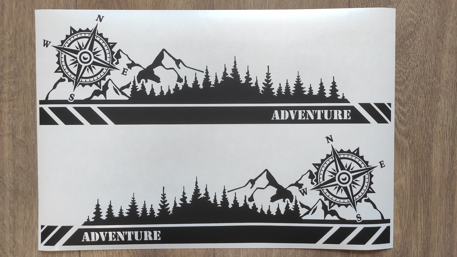 Treeline and Mountain With Compass SUV Vinyl Decal Sticker, Treeline ...
