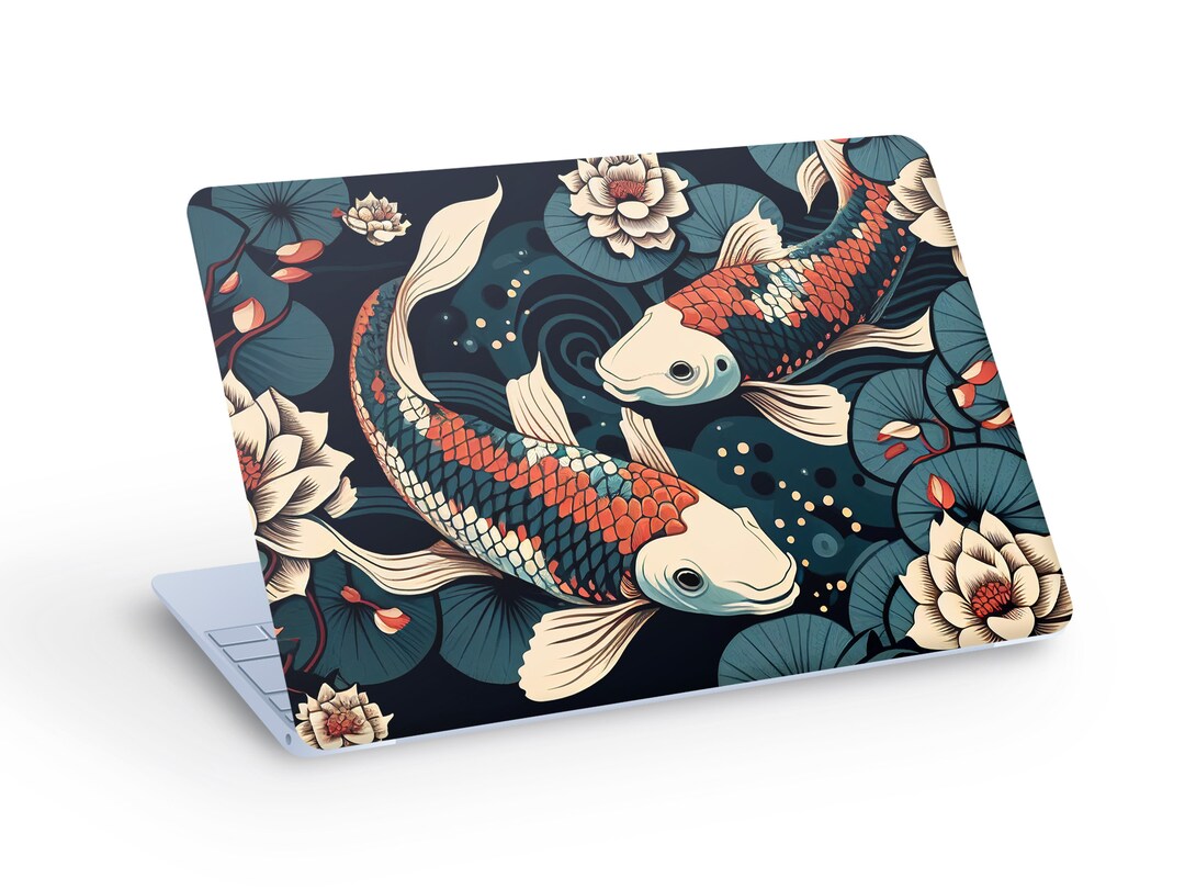 KOI FISH LAPTOP Skin Decal Sticker, Colorful Koi Fish Illustration ...