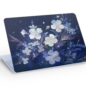 Blue FLOWERS LAPTOP SKIN Decal Sticker, MacBook Skin, Blue Flowers ...