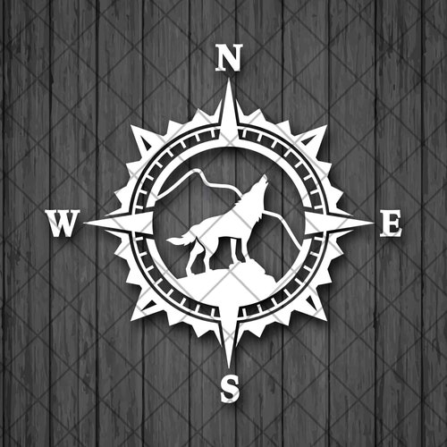 Mountain Wolf Compass Vinyl Decal Sticker Compass Rose - Etsy Canada