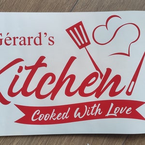 Personalized Name Kitchen Vinyl Decal Sticker, Custom Wall Decal ...