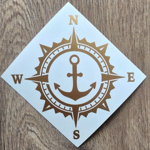 Anchor Compass Vinyl Decal Sticker, Compass Rose, Ship Captain Car ...