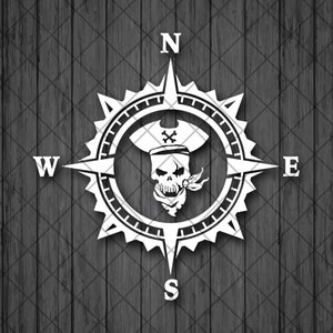 Pirate Skull Captain Compass Vinyl Decal Sticker, Compass Rose, Ship ...