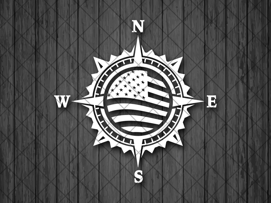 American Flag Compass Vinyl Decal Sticker, Flag Compass Car Sticker ...