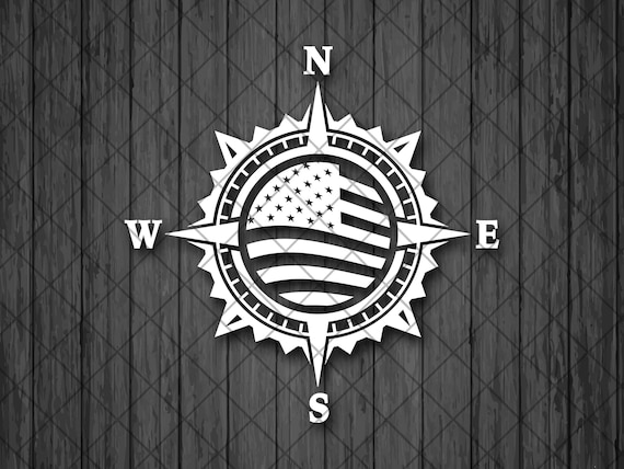 American Flag Compass Vinyl Decal Sticker 2pcs. Custom Color | Etsy