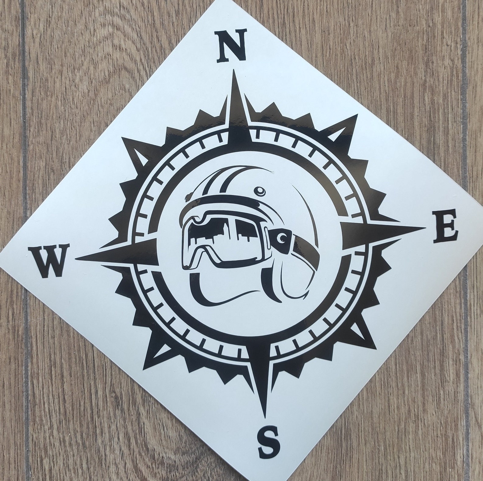 Motorcycle Helmet Vintage Compass Vinyl Decal Sticker Compass - Etsy