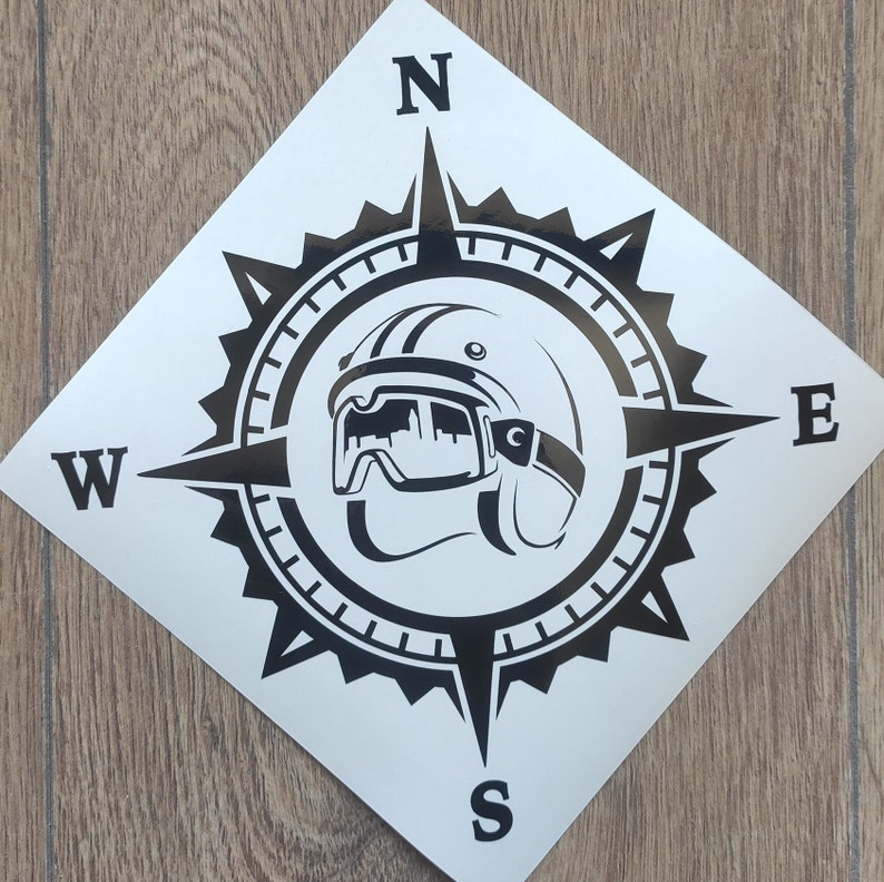 Motorcycle Helmet Vintage Compass Vinyl Decal Sticker Compass - Etsy