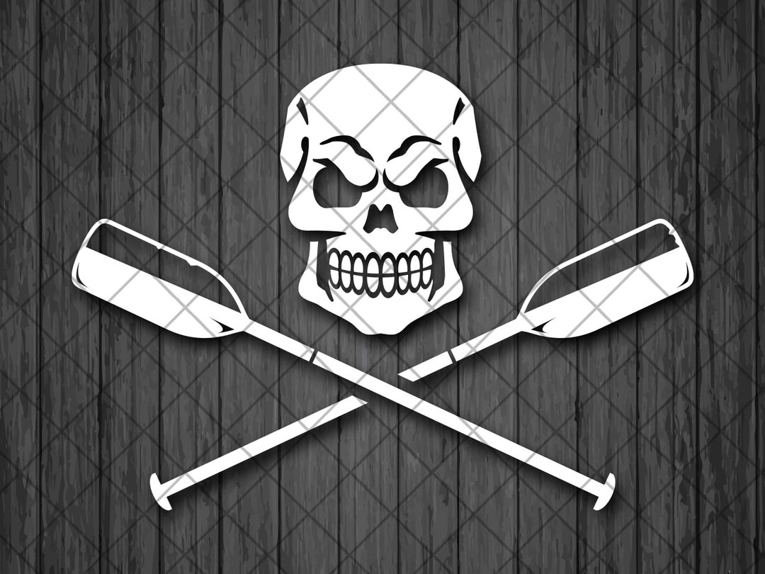 Skull With Crossed Paddles Vinyl Decal Sticker, Truck Decal, Laptop ...
