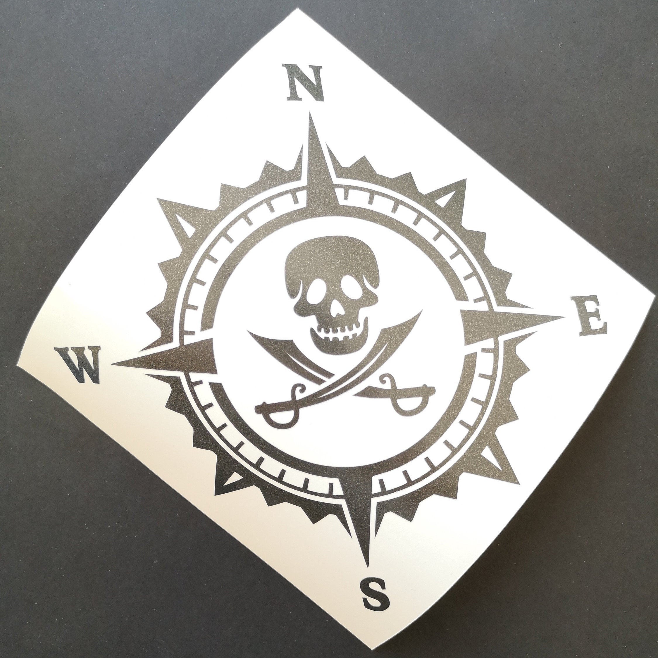 Pirate Skull Compass Vinyl Decal Sticker Compass Rose Ship - Etsy Canada