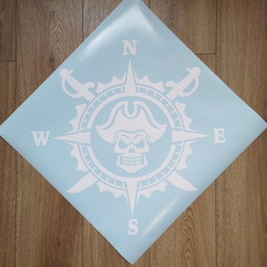 Pirate Skull Captain Compass Vinyl Decal Sticker, Compass Rose, Ship ...