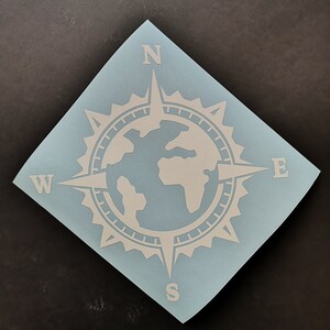 World Map Compass Vinyl Decal Sticker, Compass Rose, Mountain Decal ...