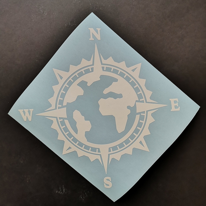 World Map Compass Vinyl Decal Sticker Compass Rose Mountain | Etsy