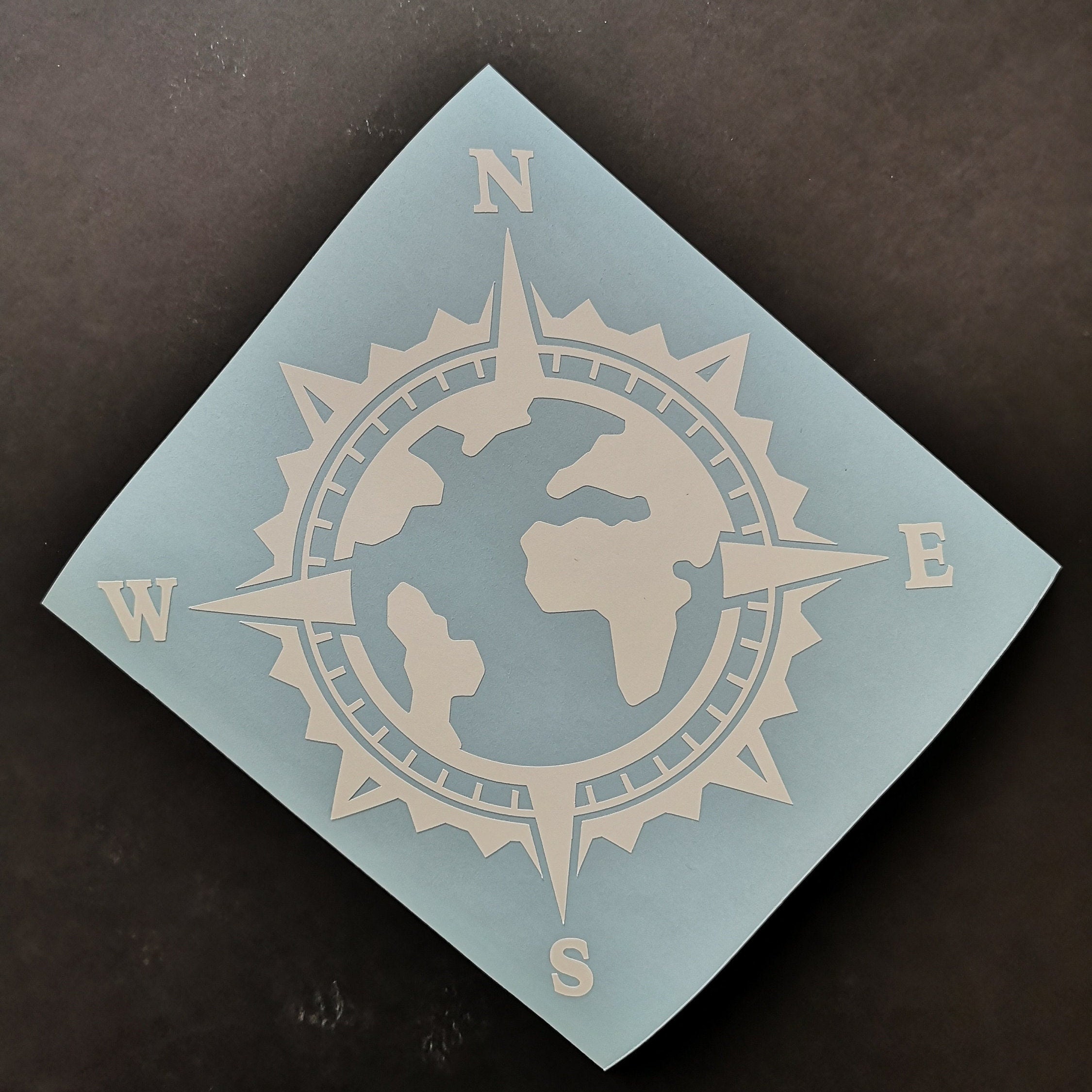 World Map Compass Vinyl Decal Sticker Compass Rose Mountain - Etsy