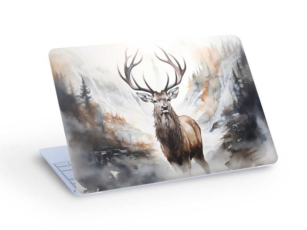 Mountain DEER LAPTOP SKIN Decal Sticker, Deer Forest Nature Laptop Skin Decal - Custom Size - Etsy